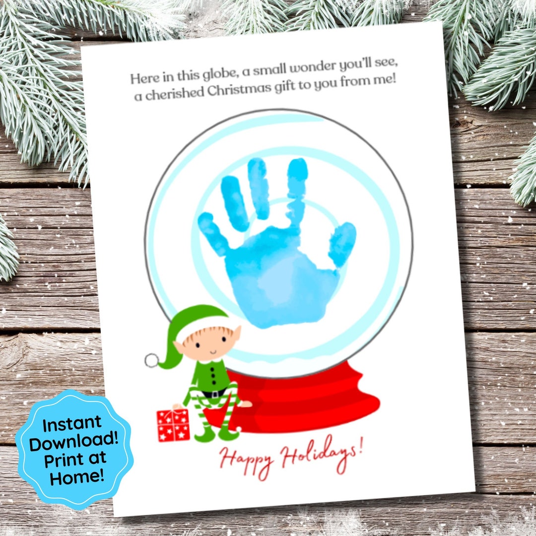 Christmas Handprint Art, Christmas Snow Globe Handprint Craft, Craft ...