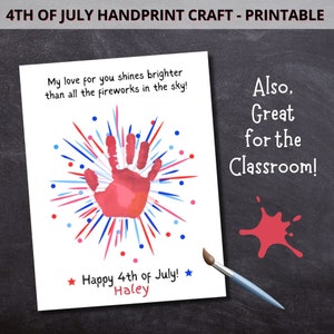 4th of July Handprint Art: Kids Keepsake Craft (digital Download) - Etsy