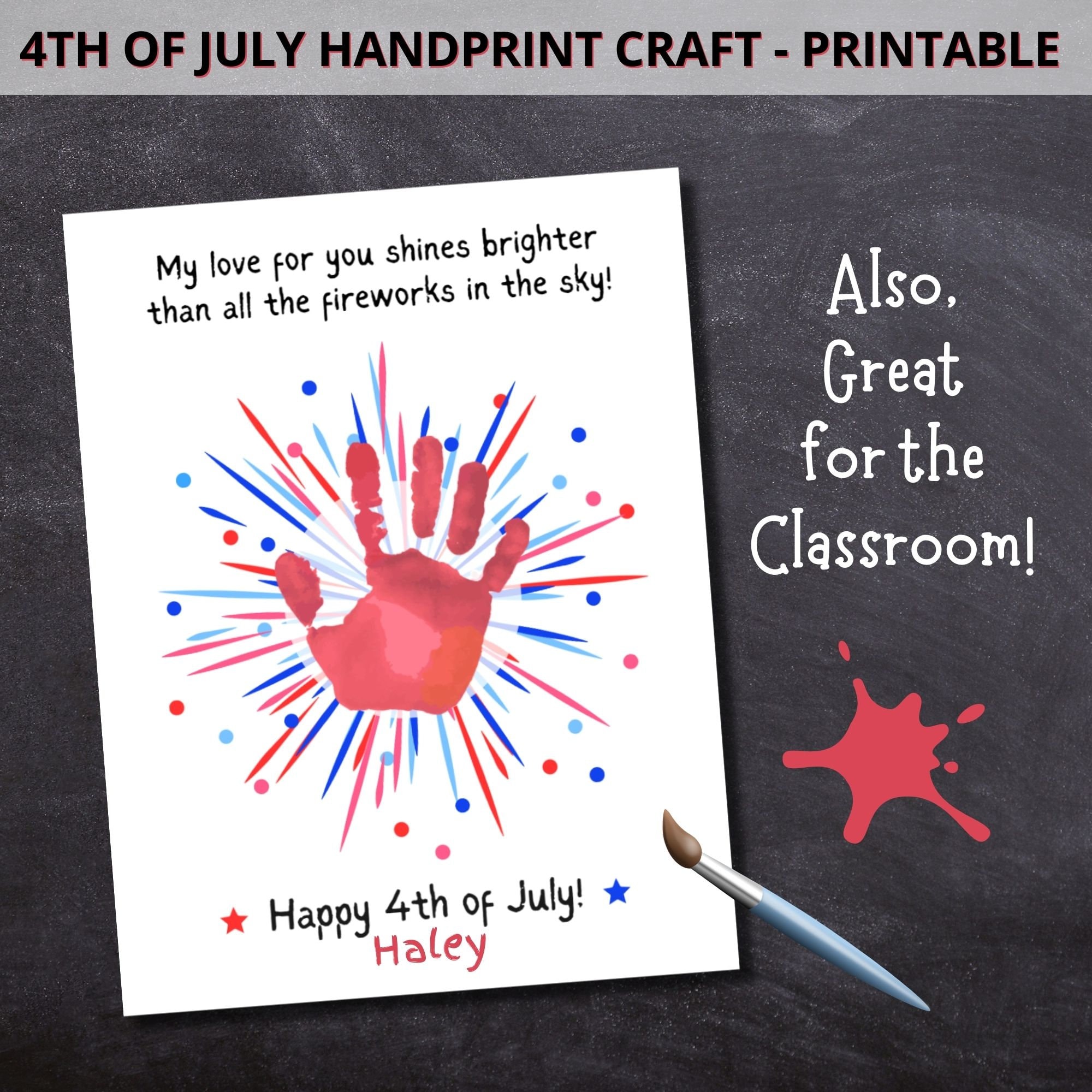 4th of July Firework Handprint Art, Fourth of July Craft, Classroom ...