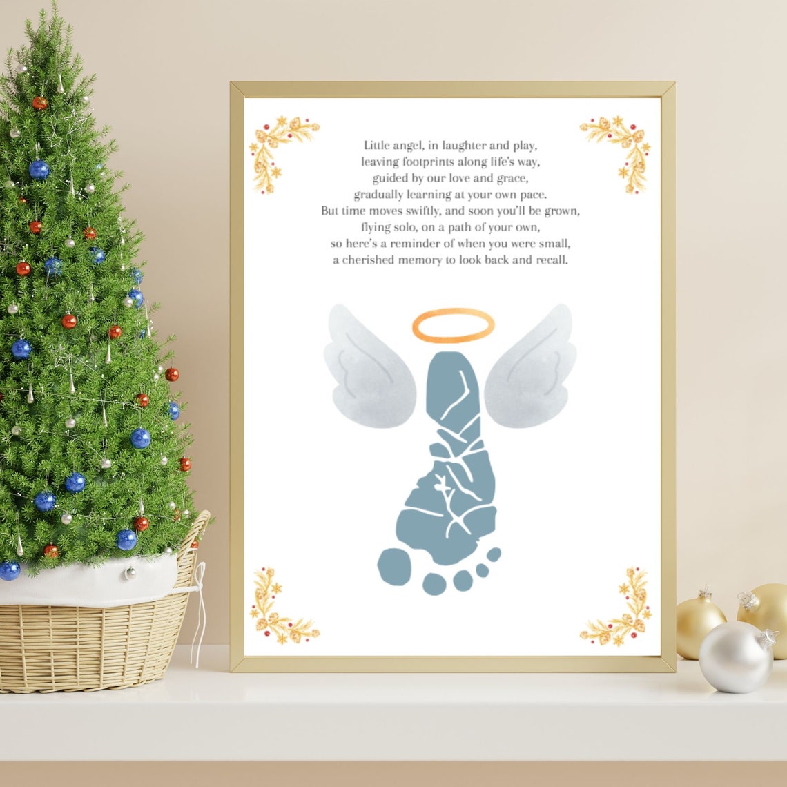 Christmas Footprint Art, Angel Footprint Craft Baby's First Christmas ...