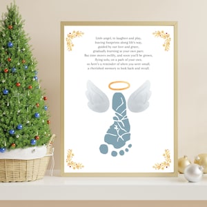 Christmas Footprint Art, Angel Footprint Craft Baby's First Christmas ...
