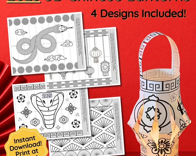 Coloring Chinese New Year Paper Lantern Craft Kit, Printable DIY ...