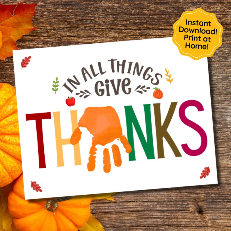 Give Thanks Handprint Craft Thanksgiving Activity for Kids, Toddler ...