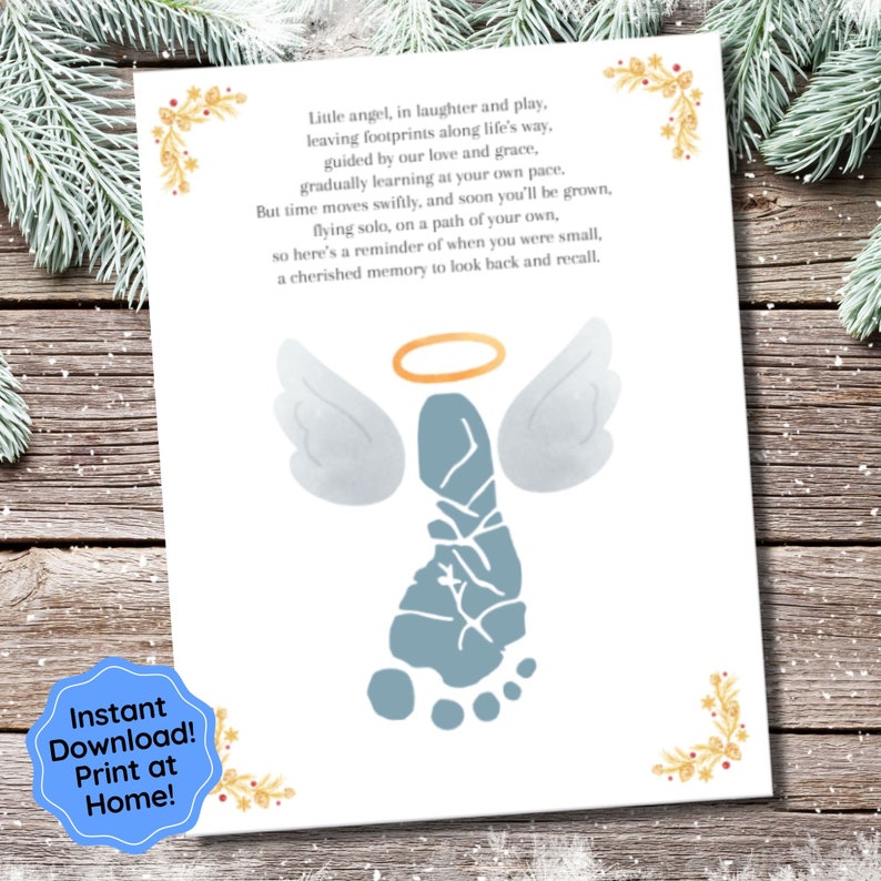 Christmas Footprint Art, Angel Footprint Craft Baby's First Christmas ...