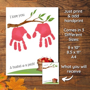 Fall Handprint Art, I Love You A Bushel & A Peck, Preschool Craft ...