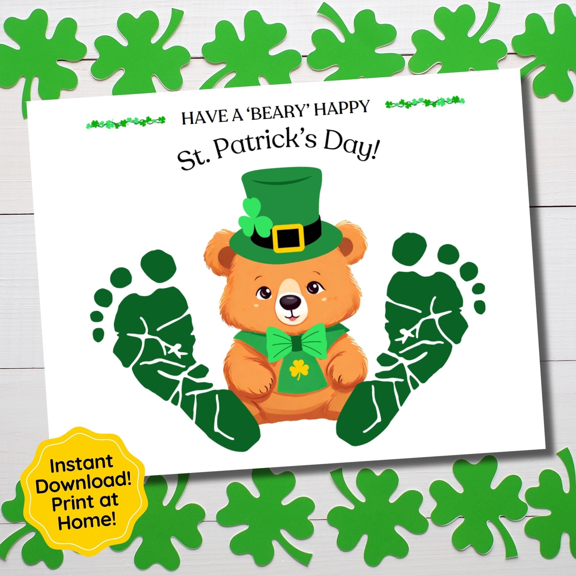 St Patricks Day Handprint Craft Footprint Craft for Kids, Baby Keepsake ...