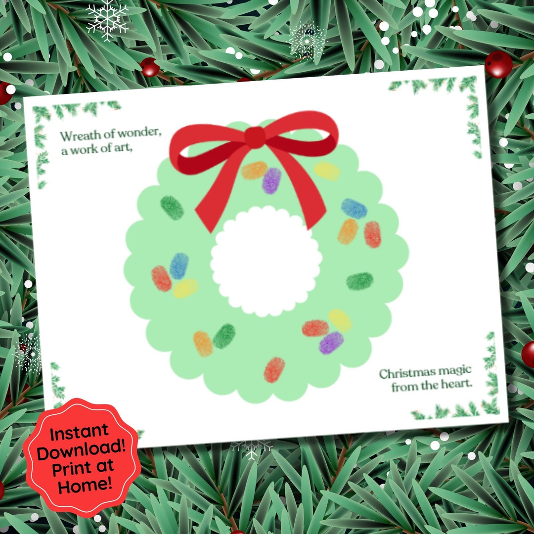Christmas Fingerprint Art, Fingerprint Wreath Craft, Preschool Craft ...