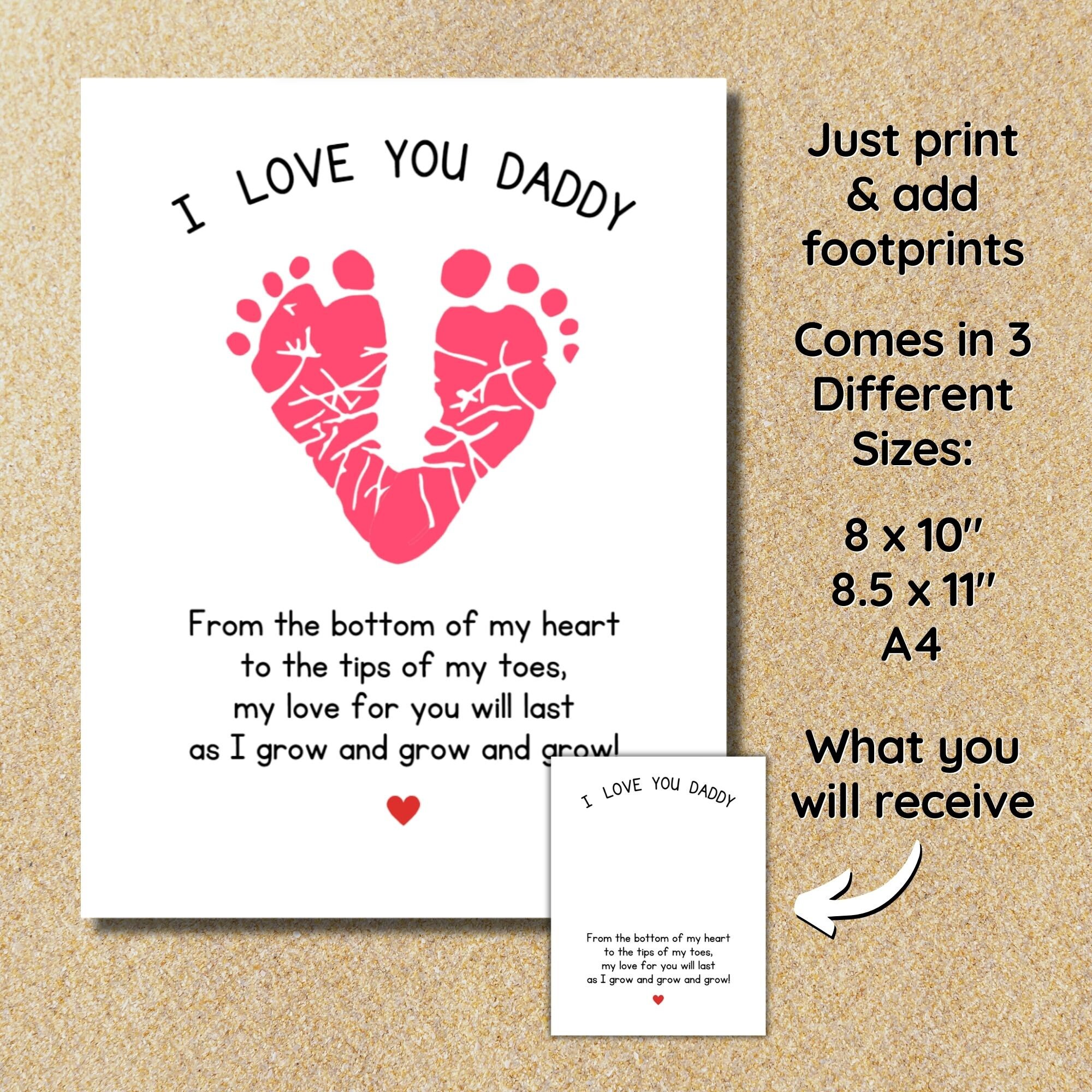 Footprint Art Craft for Dad, Fathers Day Gift From Kids, Valentine ...