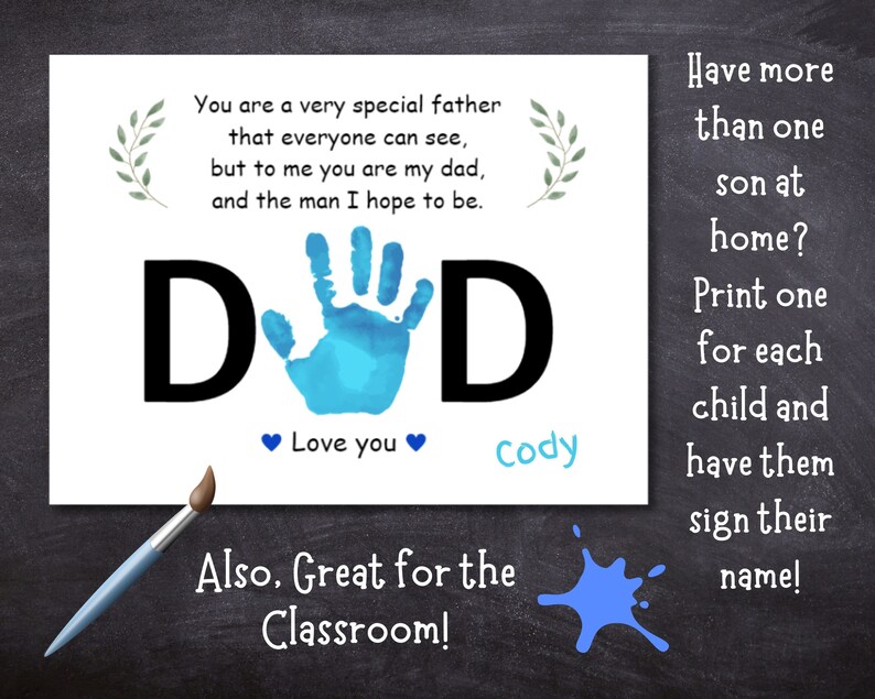 Father's Day Printable, Handprint Art Craft, Baby Toddler Kids ...