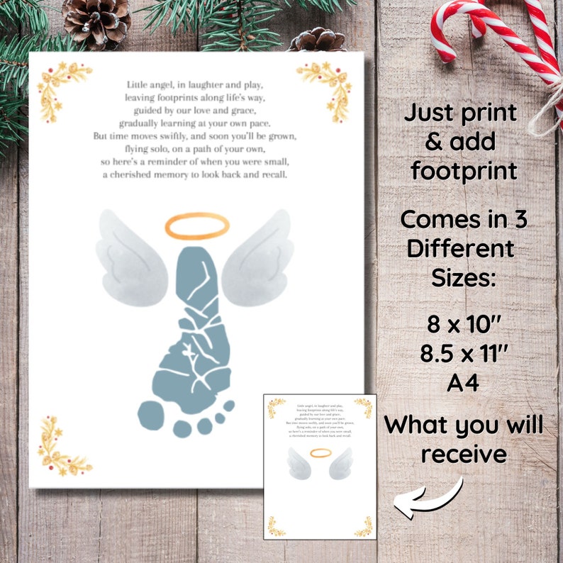 Christmas Footprint Art, Angel Footprint Craft Baby's First Christmas ...