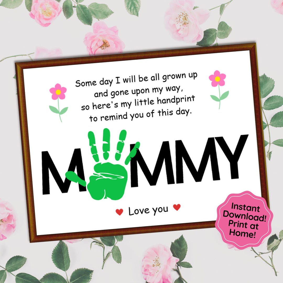 Mother's Day Printable, Handprint Art Craft, Baby Toddlers Kids ...