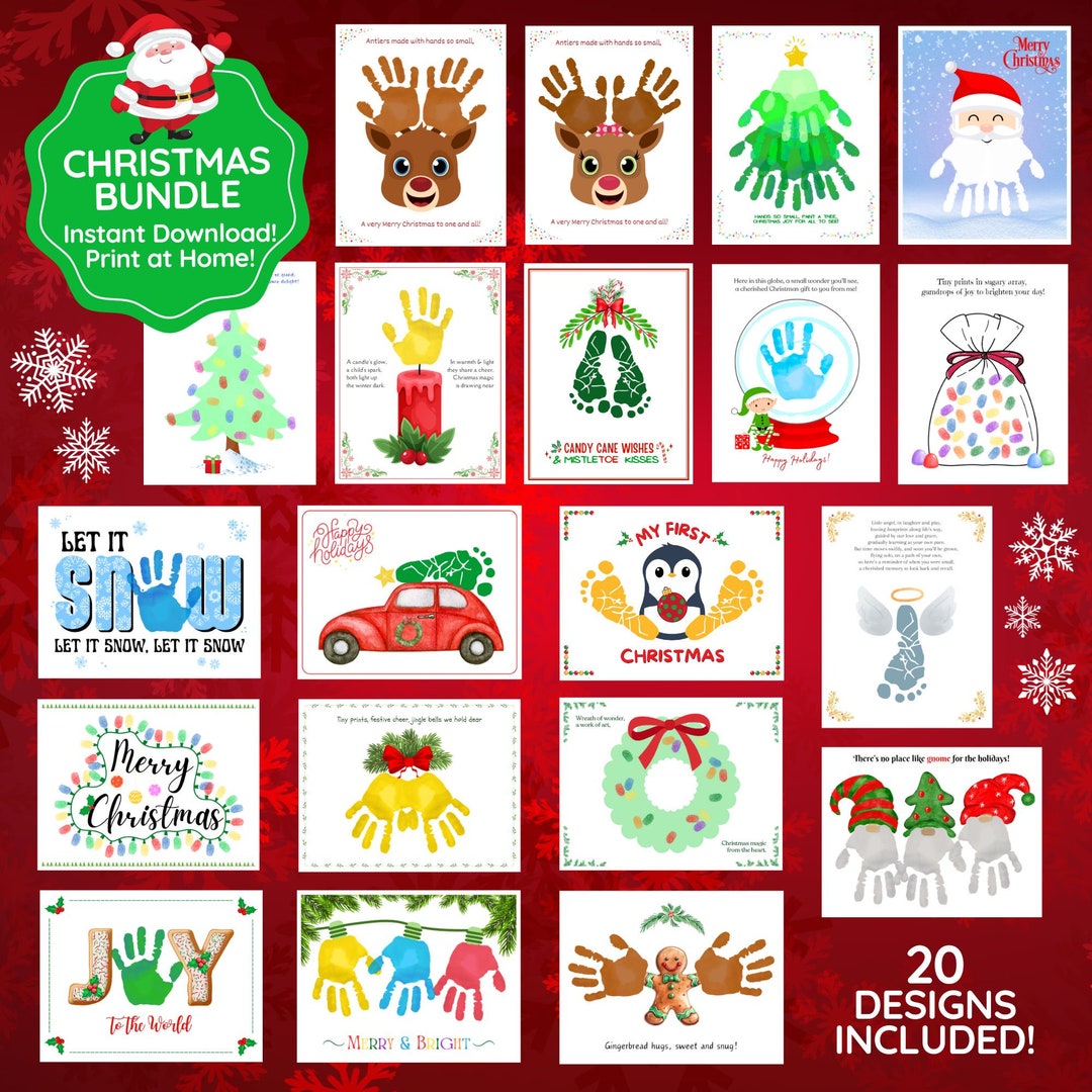 Christmas Handprint Craft Bundle, Christmas Art for Toddlers, Baby's ...