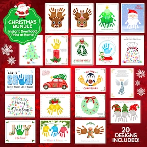 Christmas Handprint Craft Bundle, Christmas Art for Toddlers, Baby's ...