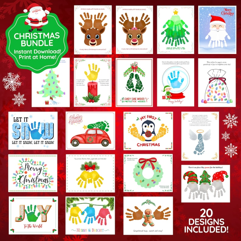 Christmas Handprint Craft Bundle, Christmas Art for Toddlers, Baby's ...