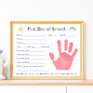 First Day of School Handprint Art, Back to School Activity ...