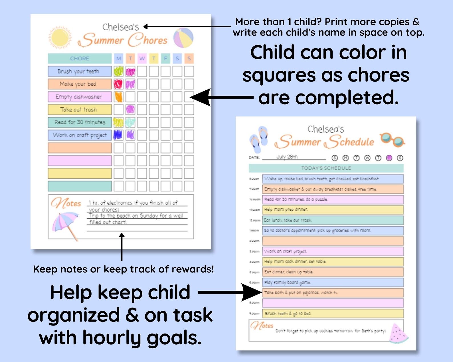 Kids Daily Schedule, Summer Chore Chart, Daily Routine for Kids, Daily ...