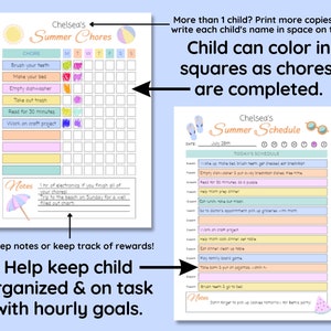 Kids Daily Schedule, Summer Chore Chart, Daily Routine for Kids, Daily ...
