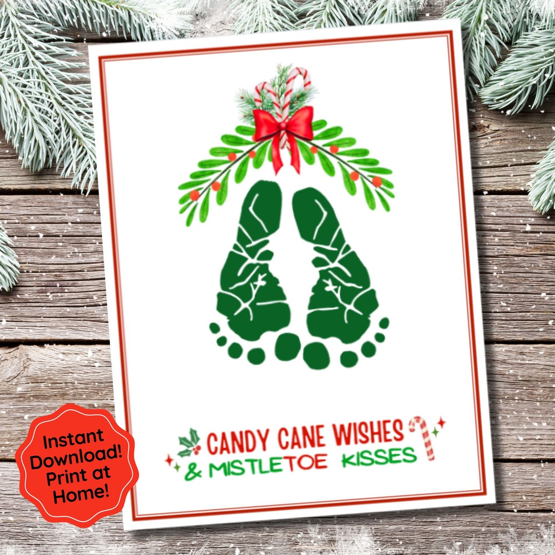 Christmas Footprint Art, Baby's First Christmas, Holiday Keepsake ...