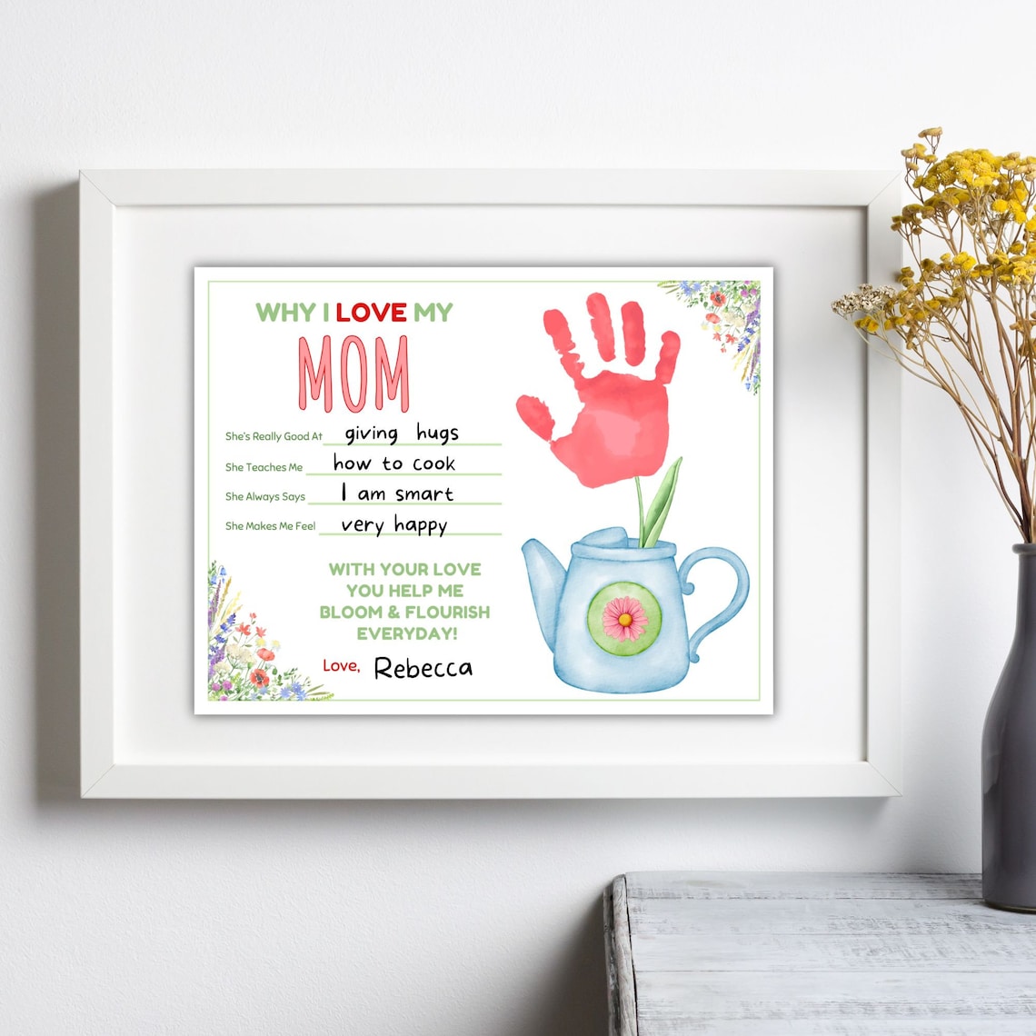 Mothers Day Craft Handprint Art, Why I Love Mom Handprint Craft ...