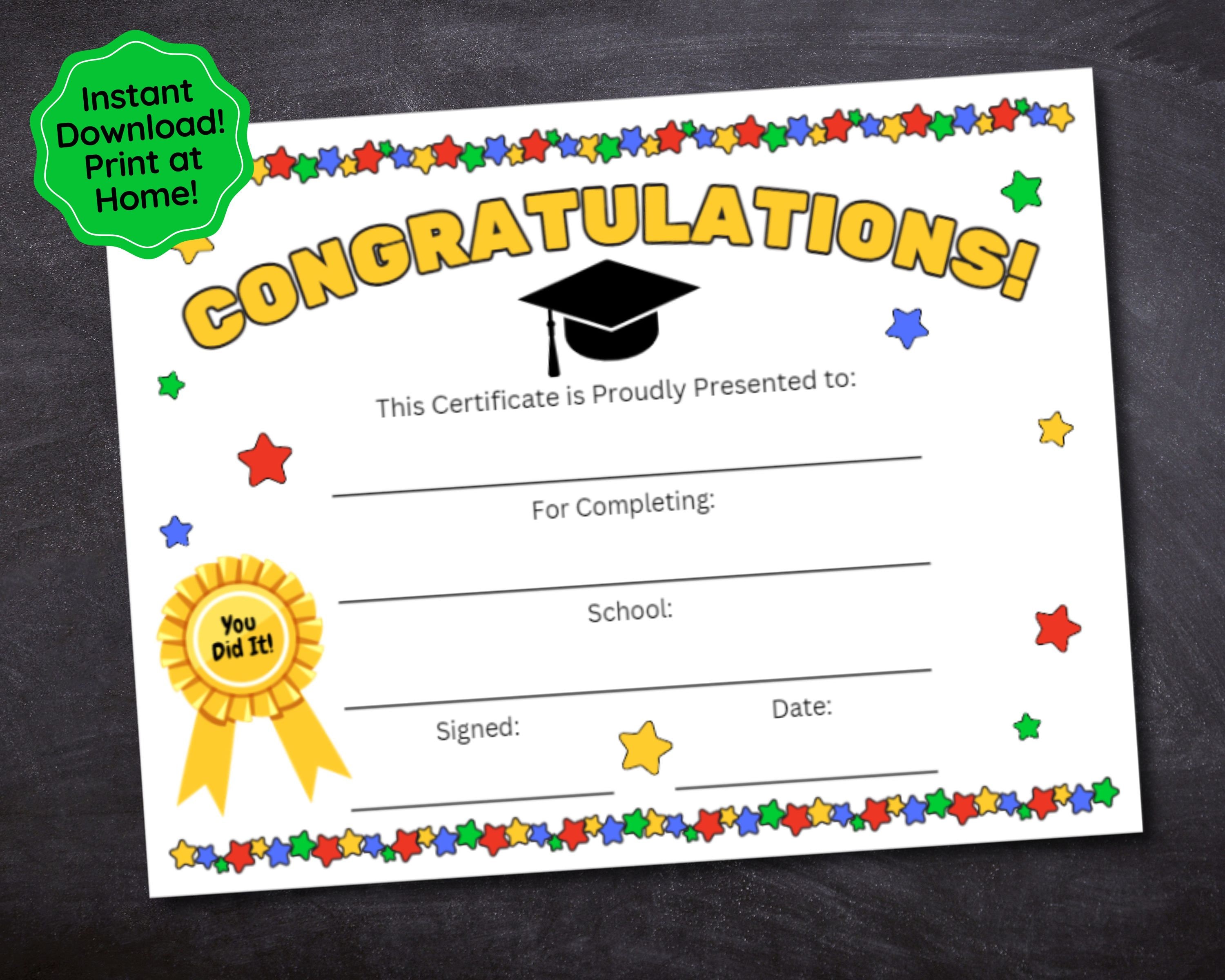 Kids Graduation Certificate Printable, Preschool Graduation ...