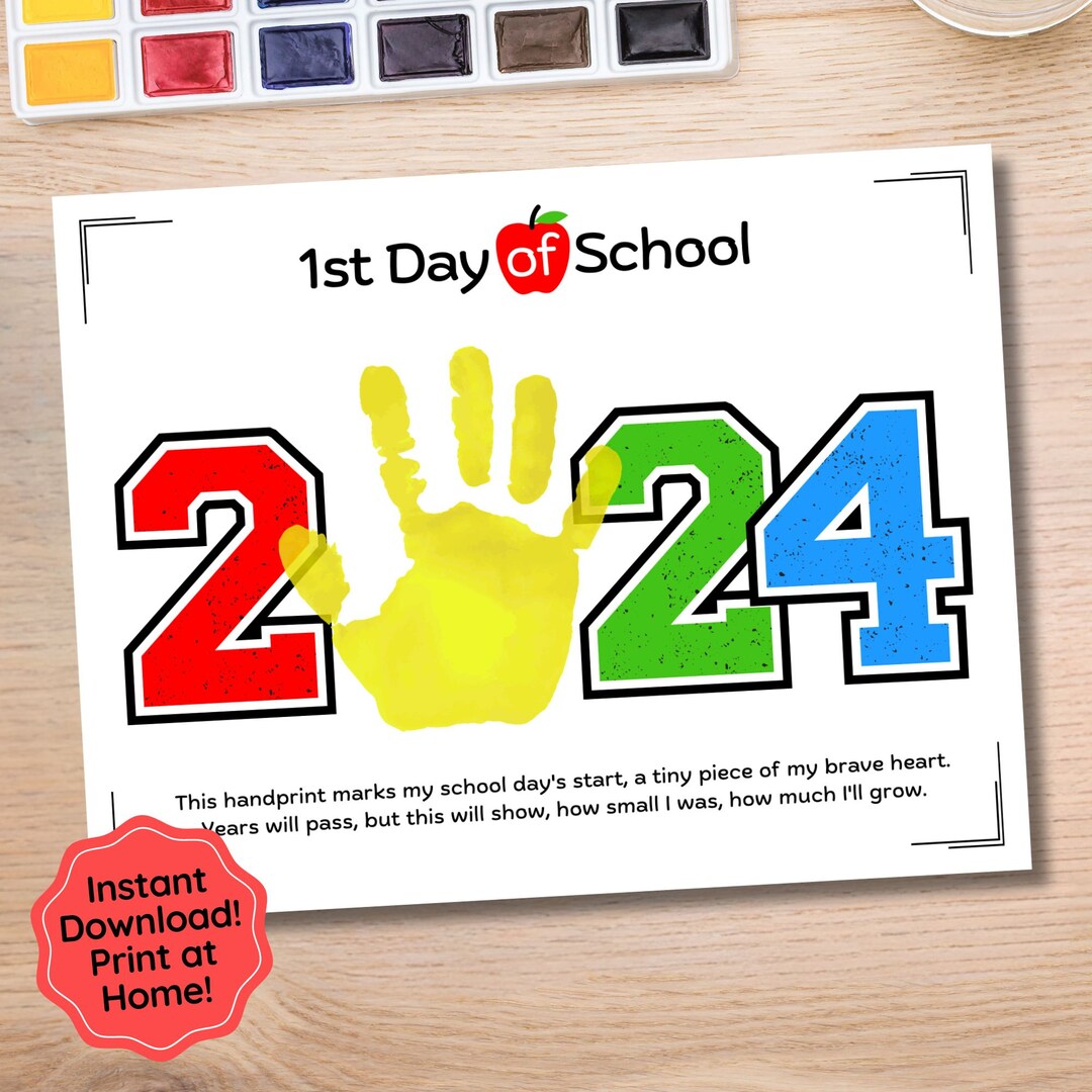 First Day of School Handprint Art, Back to School Handprint, First Day ...