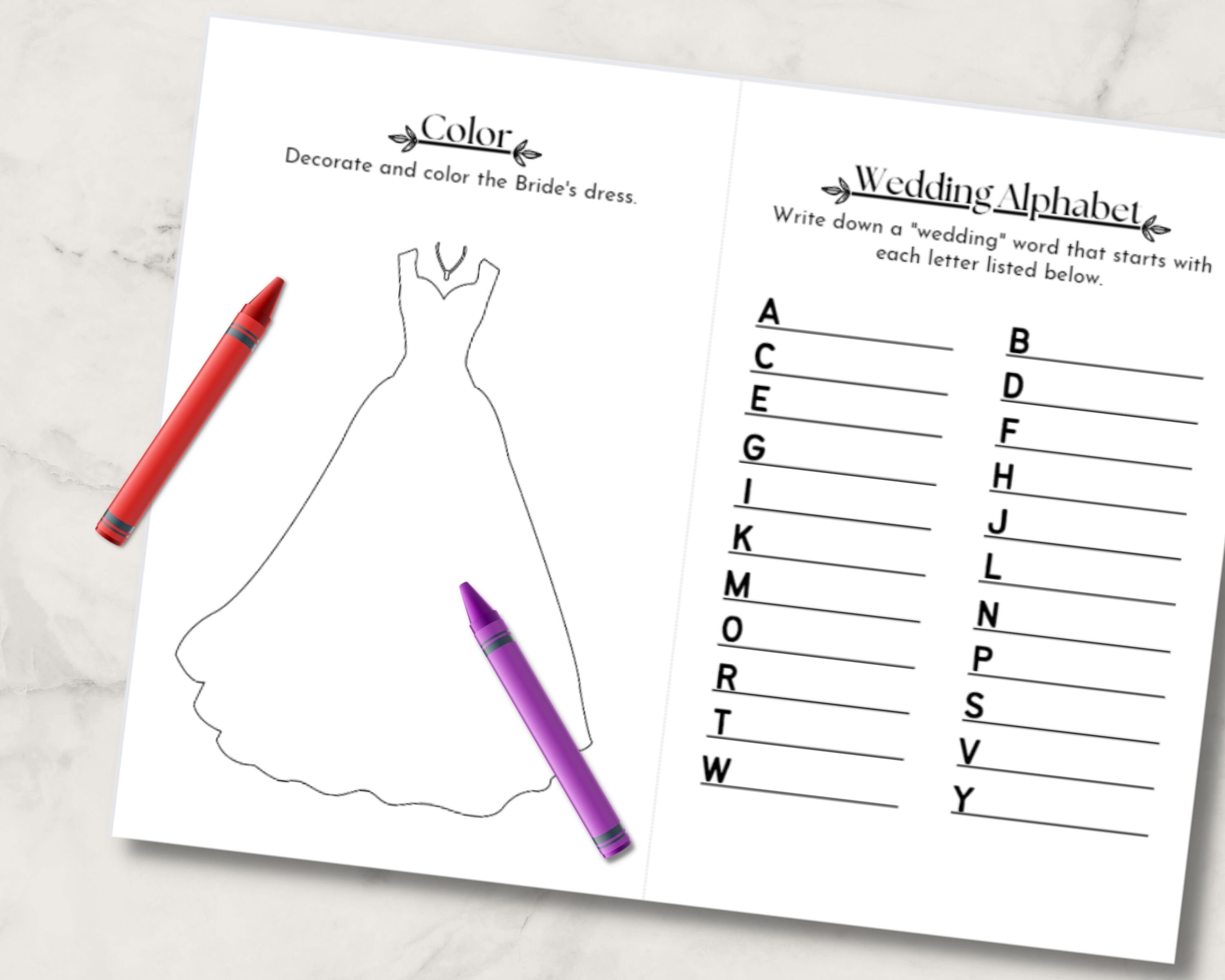 Kids Wedding Activity Book, Coloring Activity Book for Kids, Printable ...
