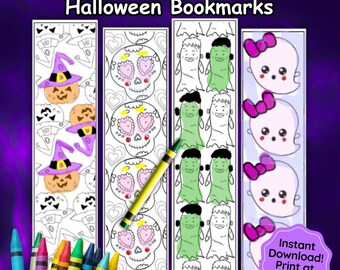 Printable Halloween Coloring Bookmarks for Kids Halloween - Etsy