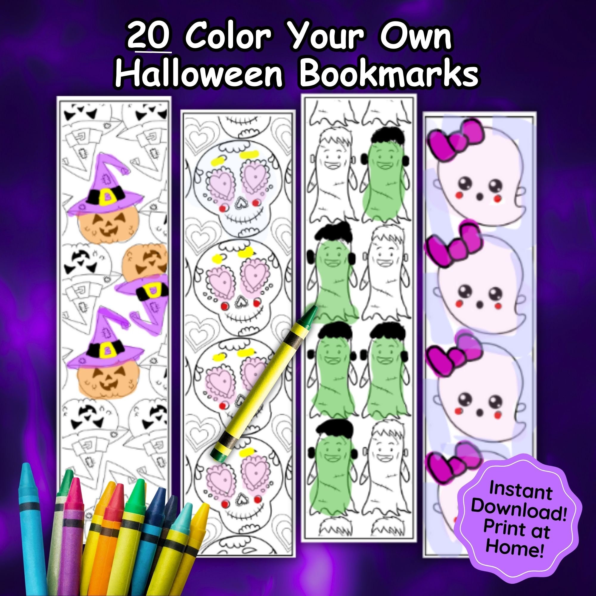 Halloween Bookmarks Coloring Bookmarks Halloween Activity - Etsy
