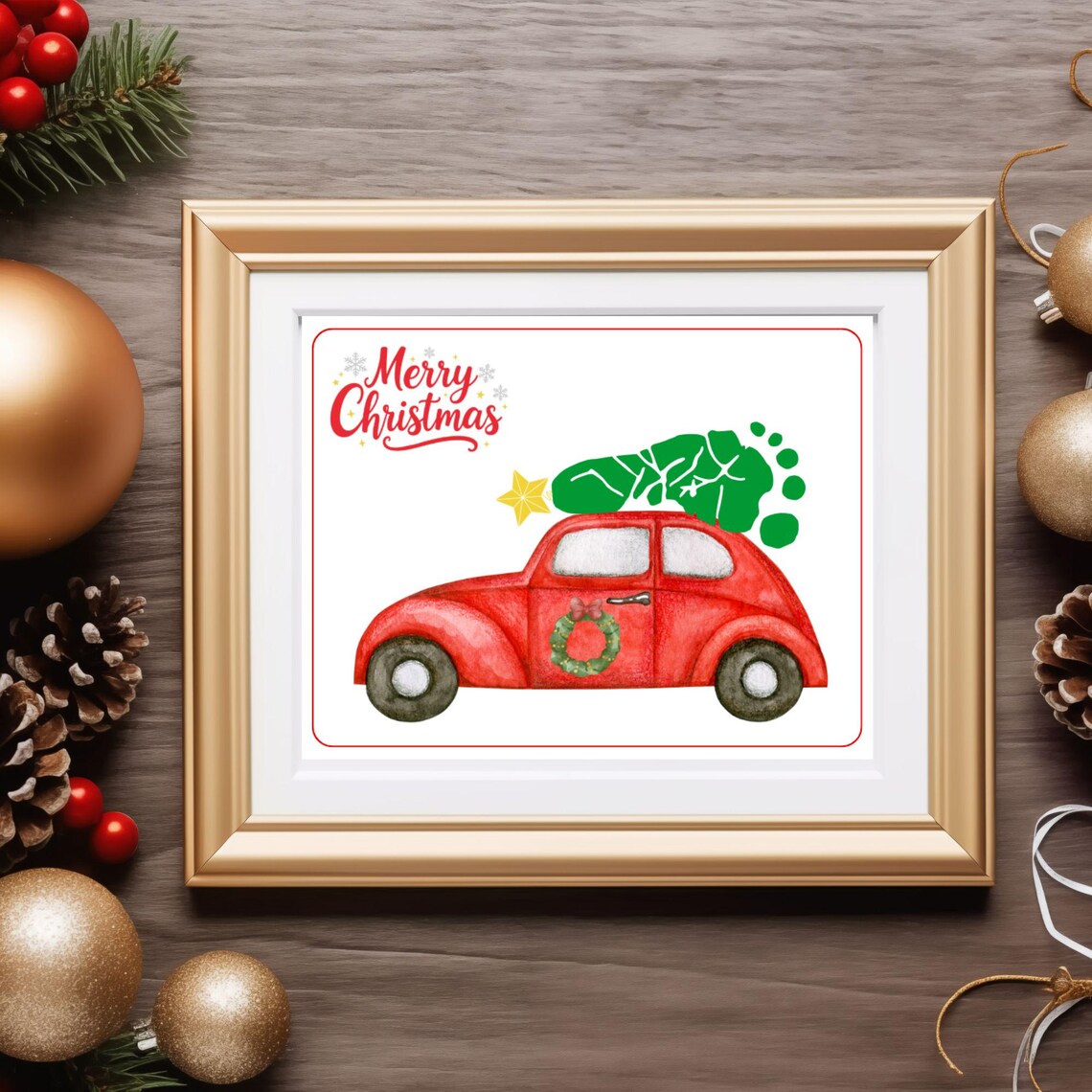 Christmas Footprint Art, Little Red Car Footprint Tree Craft, Daycare ...