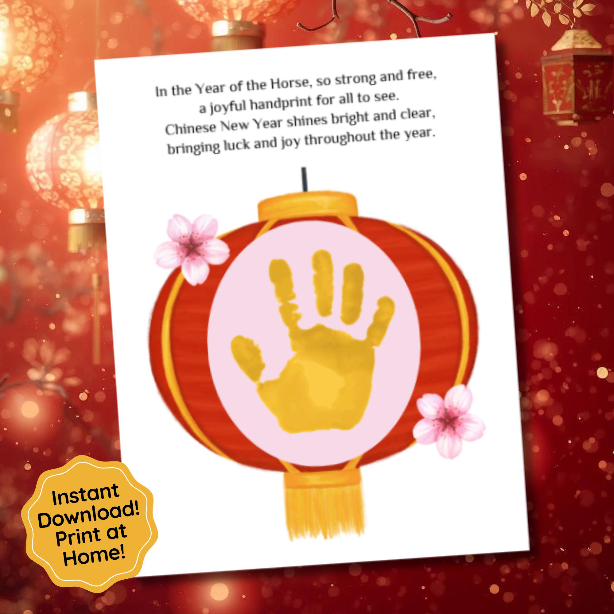 Chinese New Year Lantern Handprint Art, Preschool Craft, Toddler Craft ...
