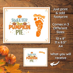 Pumpkin Pie Footprint Craft, Baby Footprint Art, Printable Keepsake ...