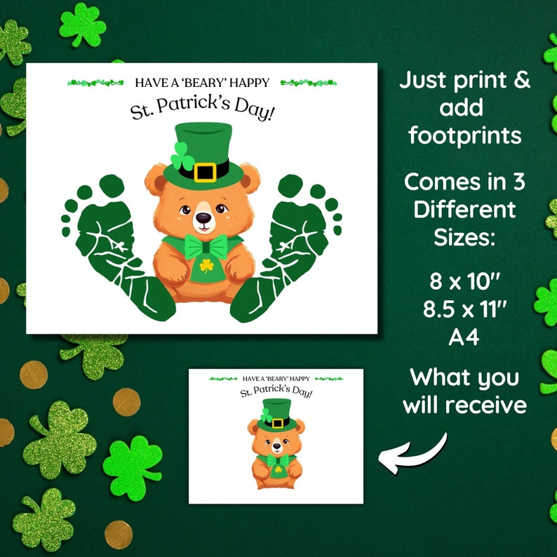 St Patricks Day Handprint Craft Footprint Craft for Kids, Baby Keepsake ...
