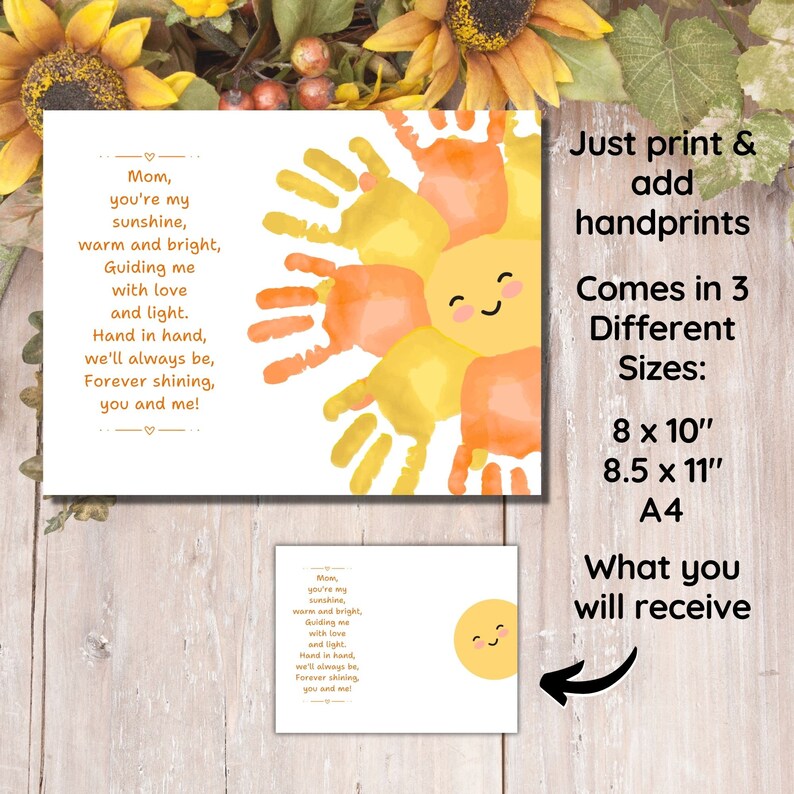 Sunshine Handprint Craft Art for Mom, Mothers Day Craft for Toddler ...