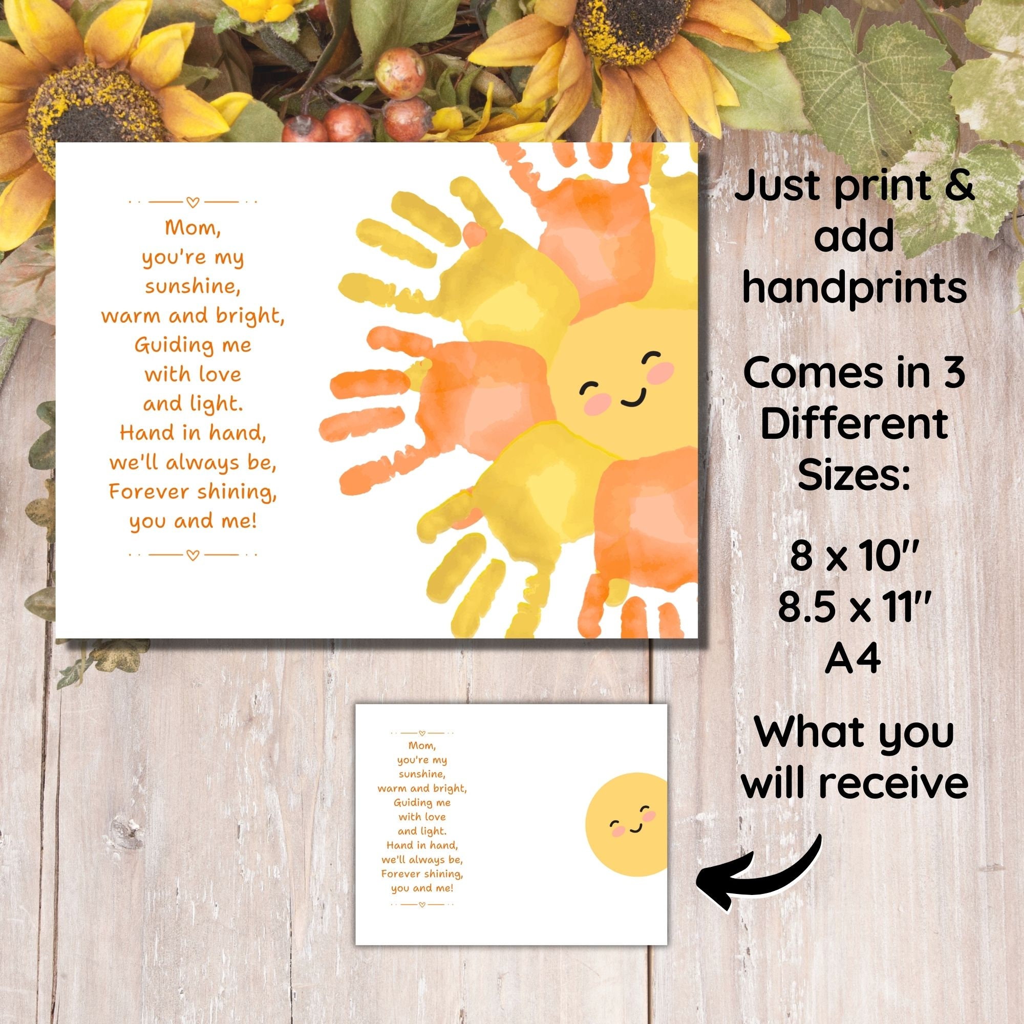 Sunshine Handprint Craft Art for Mom, Mothers Day Craft for Toddler ...