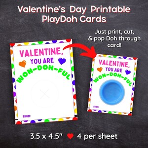Playdoh Valentine Cards for Kids Printable, Valentine Class Gift ...