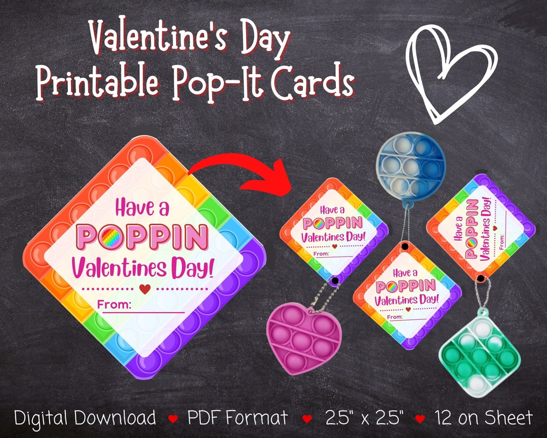 Printable Valentines Day Cards for Kids Pop-it Cards School - Etsy