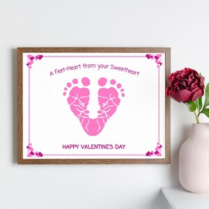 Valentines Day Footprint Art Keepsake Printable, Toddler Preschool ...