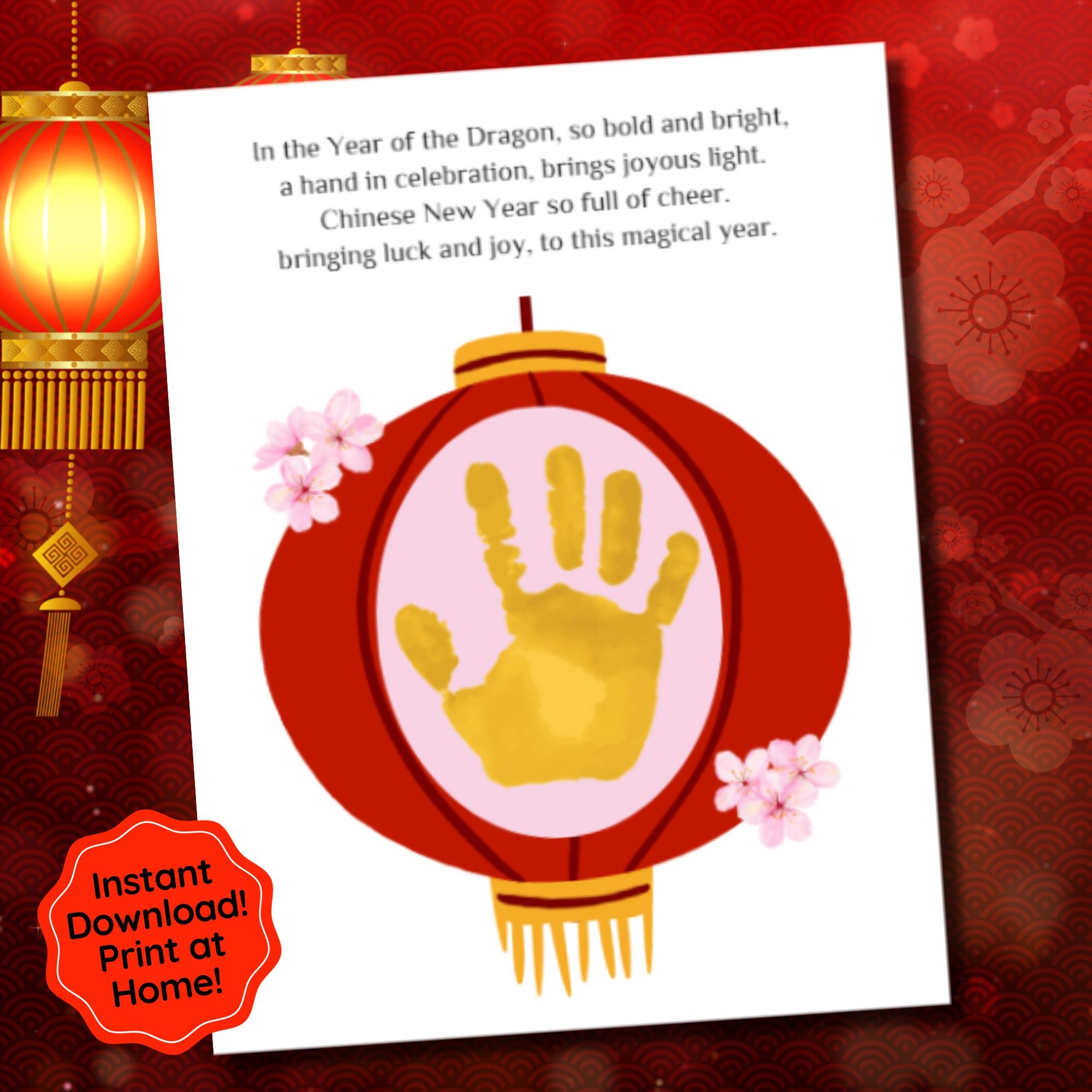 Chinese New Year Lantern Handprint Art, Preschool Craft, Toddler Craft ...