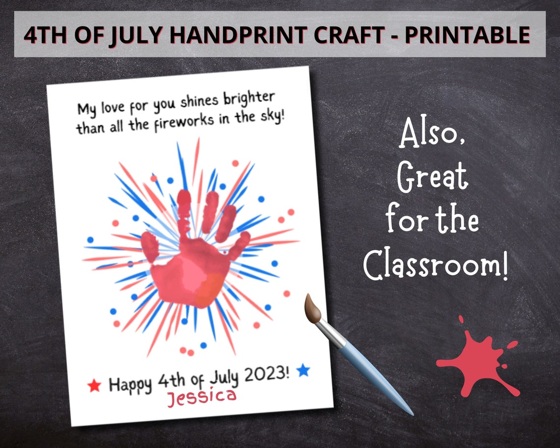 4th of July Firework Handprint Art, Fourth of July Craft, Classroom ...