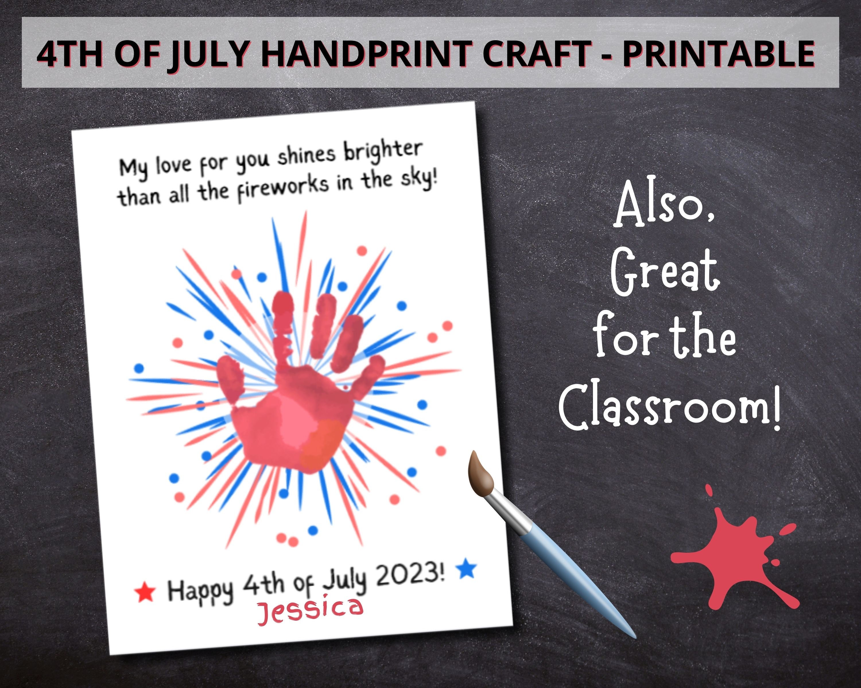 4th of July Firework Handprint Art, Fourth of July Craft, Classroom ...