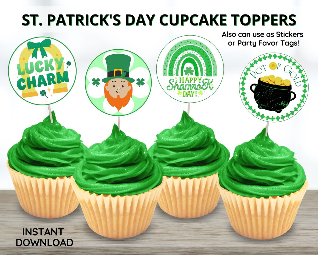 St Patricks Day Cupcake Toppers, Stickers, Labels, Picks, Printable ...