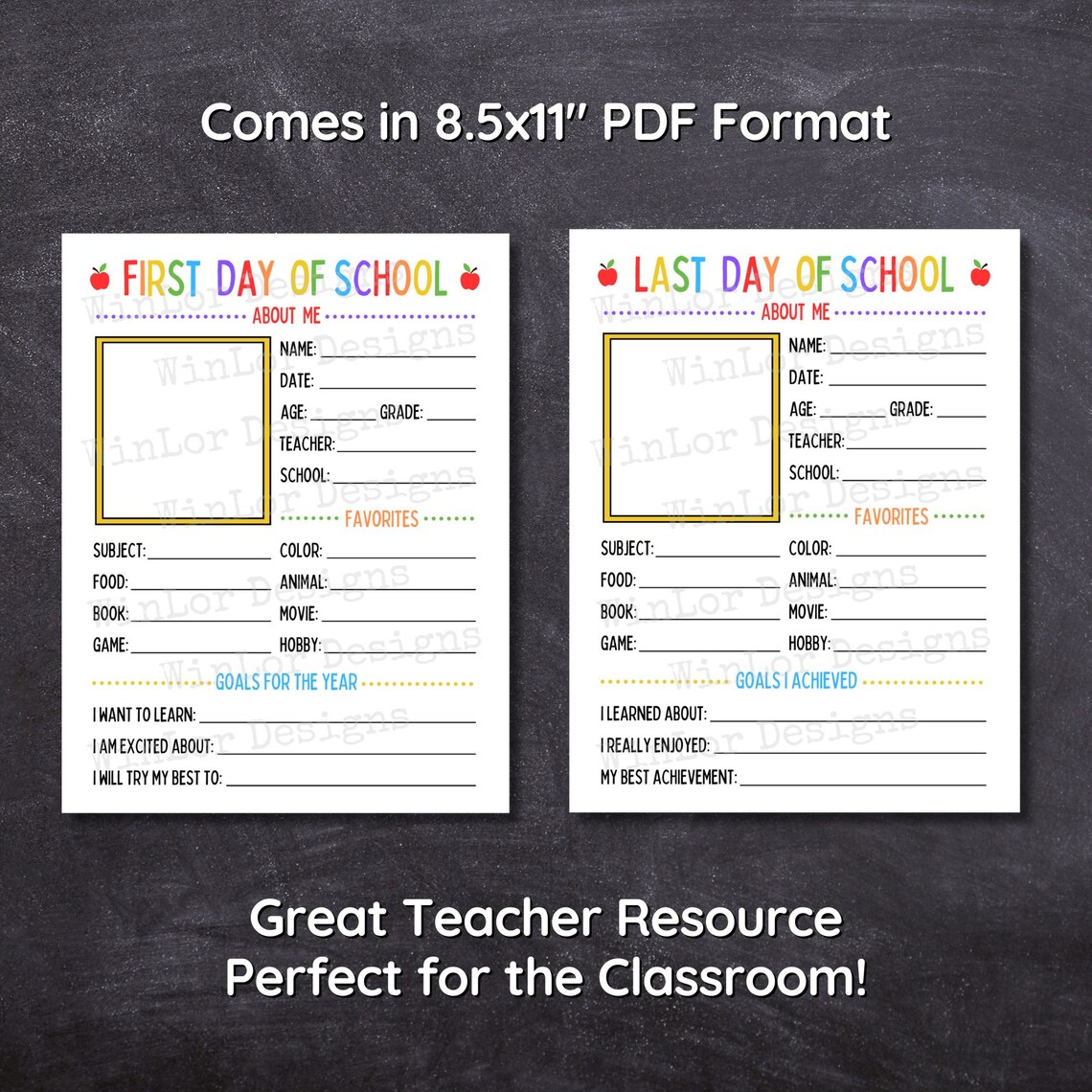 First Day of School Printable Worksheet, Back to School All About Me ...