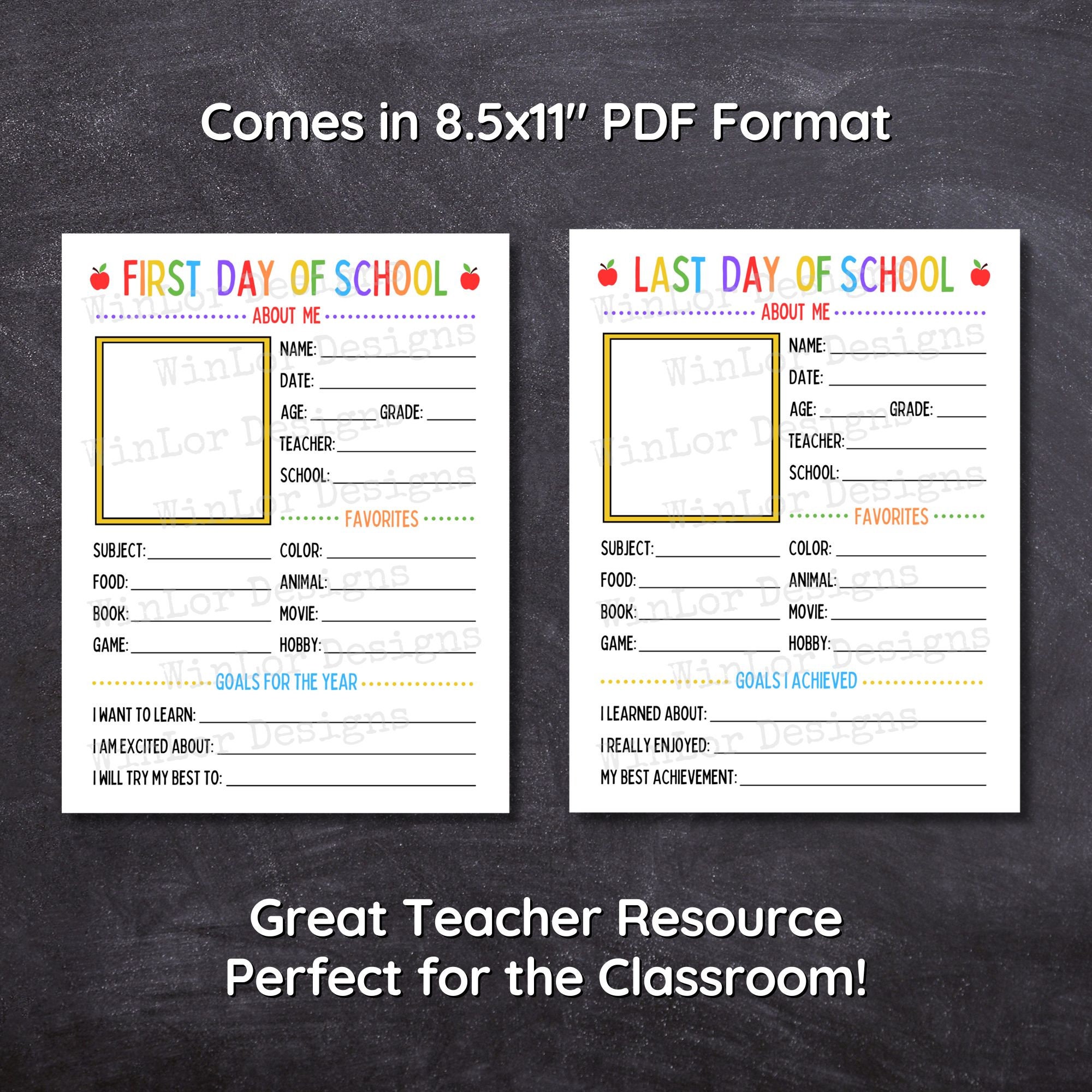 First Day of School Printable Worksheet, Back to School All About Me ...