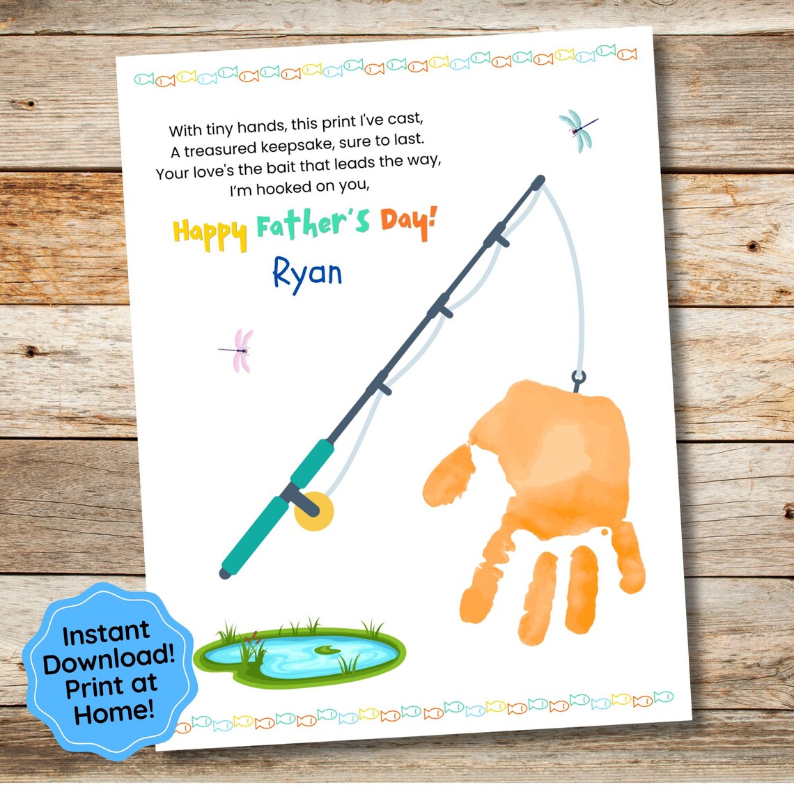 Fathers Day Handprint Printable, Gift for Fathers Day Handprint Craft ...