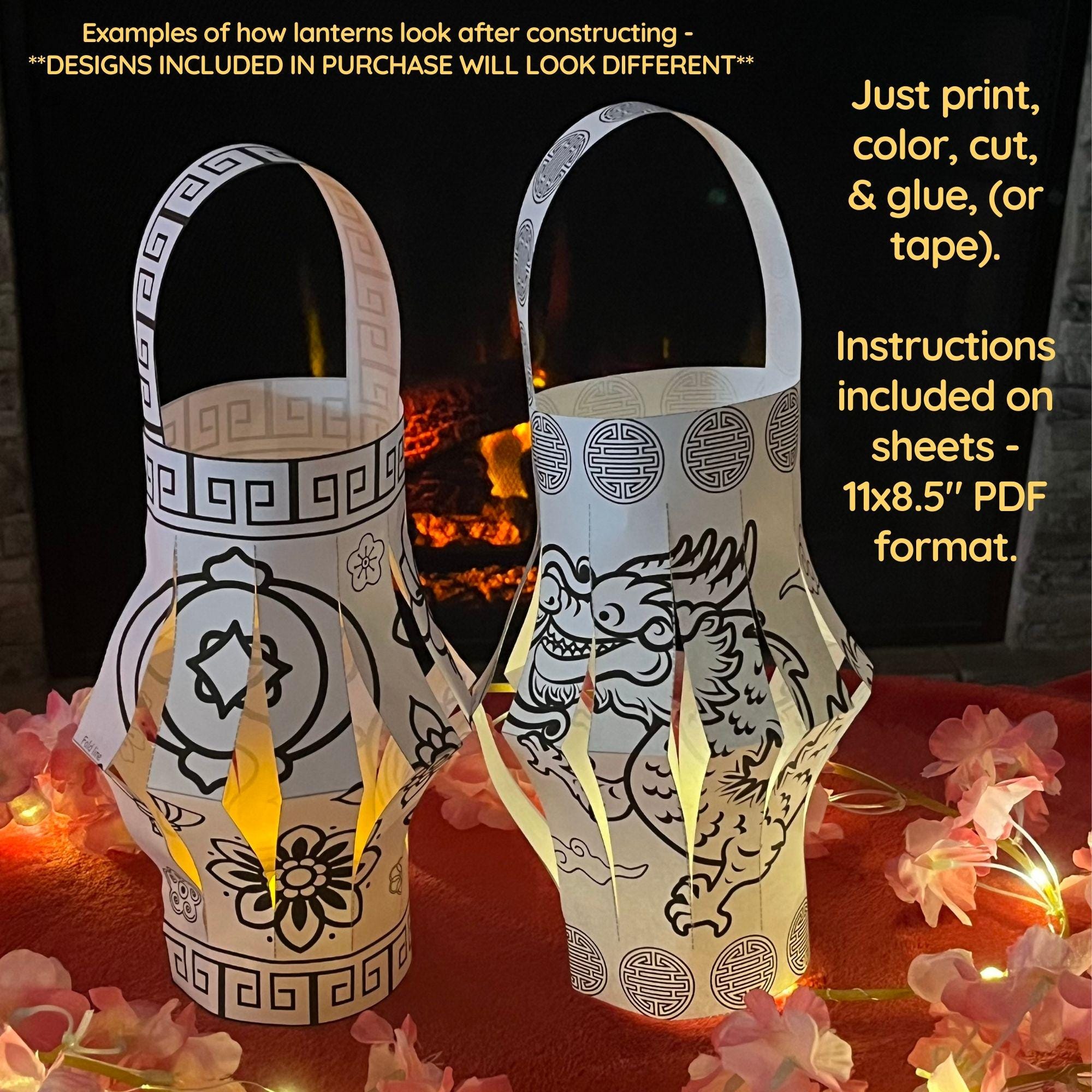 Chinese New Year Lanterns Printable 3D Paper Lanterns, Year of the ...