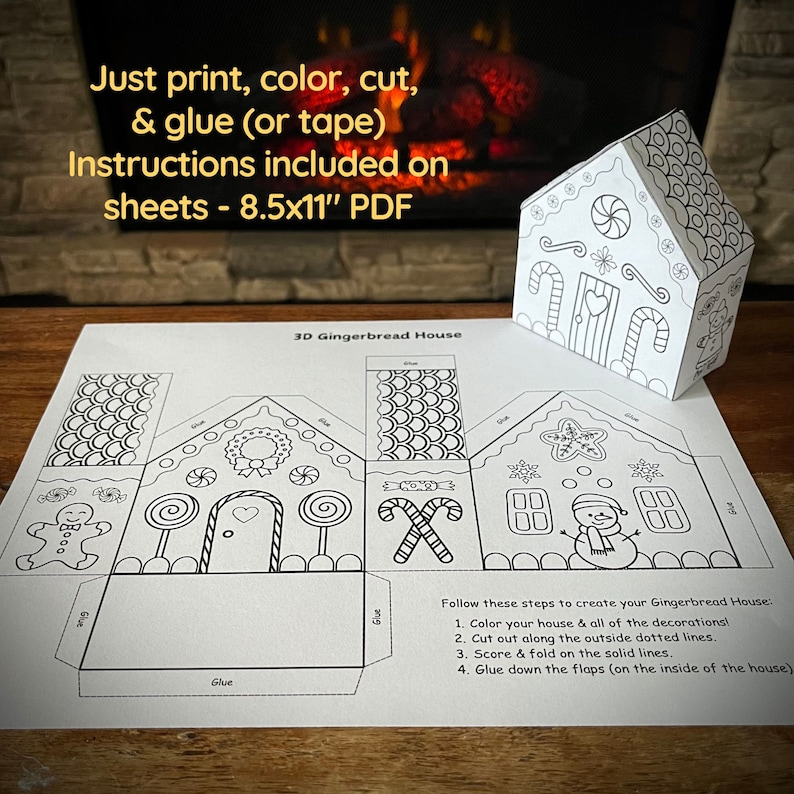 Gingerbread House Printable, Gingerbread Man Christmas House, Paper ...