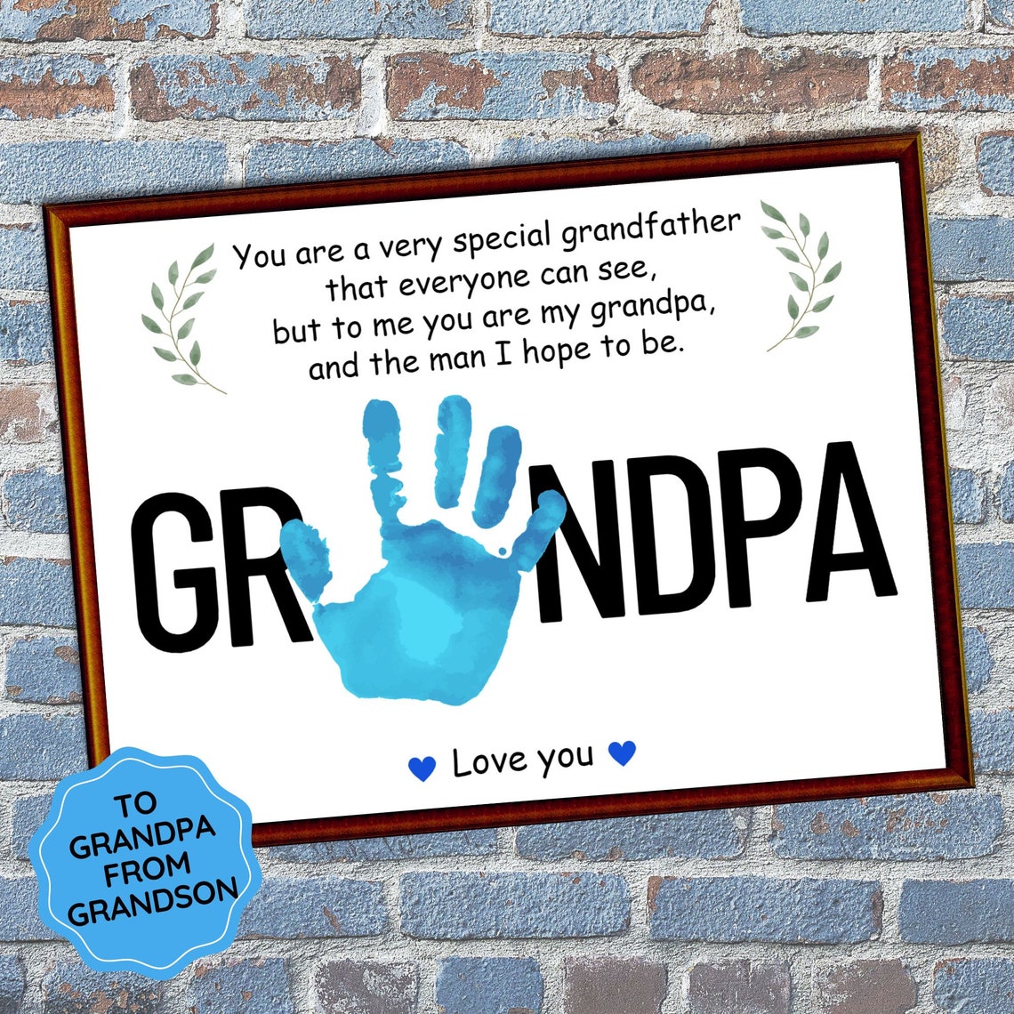 Father's Day Printable for Grandpa From Grandson, Grandpa Handprint ...