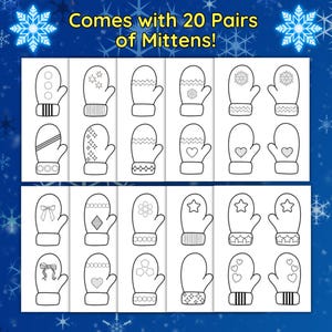 Mitten Match, Winter Preschool Printable, Toddler Activity, Matching ...