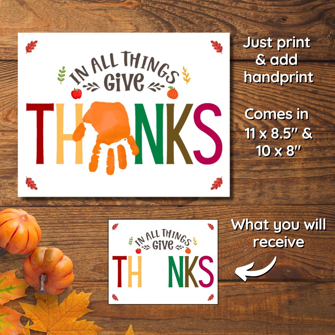Give Thanks Handprint Craft Thanksgiving Activity for Kids, Toddler ...