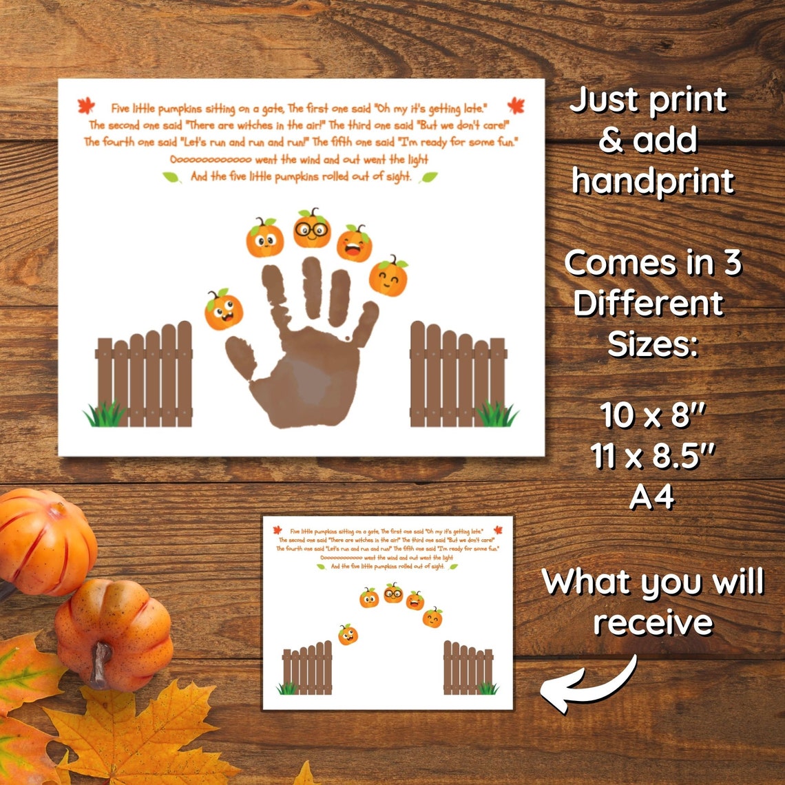 Halloween Handprint Craft, 5 Little Pumpkins, Preschool Craft Activity ...